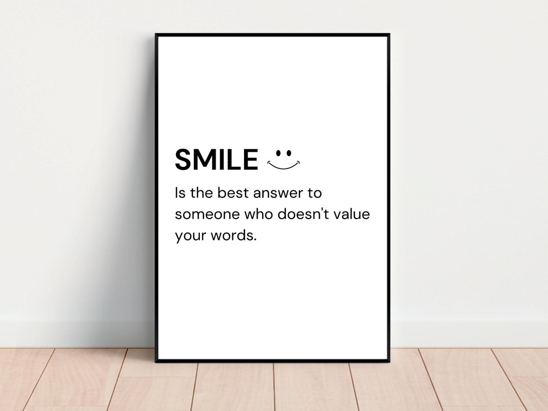 Smile is the Best Answer Poster, Smile Printable Art, Apartment Decor ...