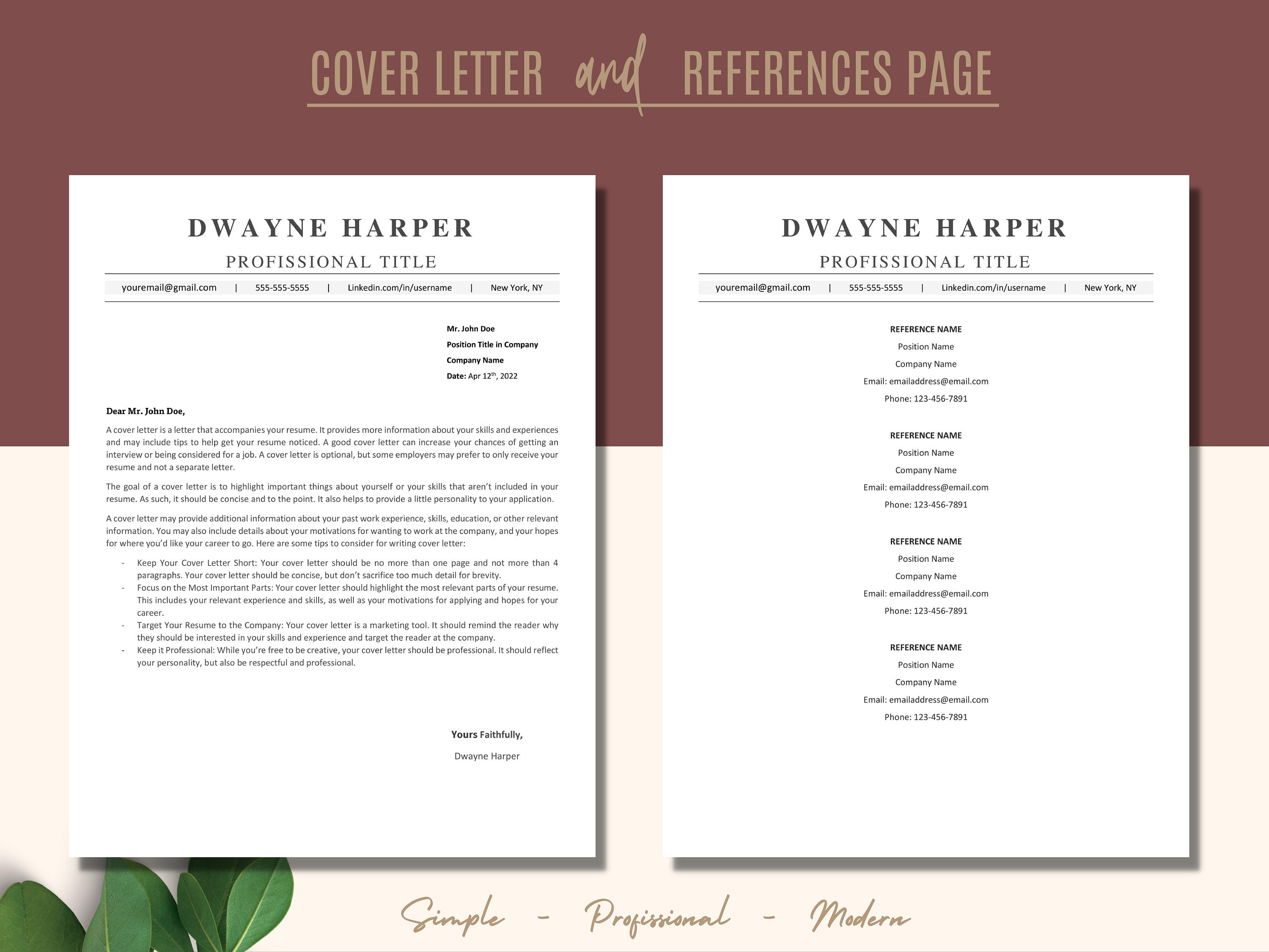 Professional Resume Template ATS, Simple Resume Format, Ats Friendly ...