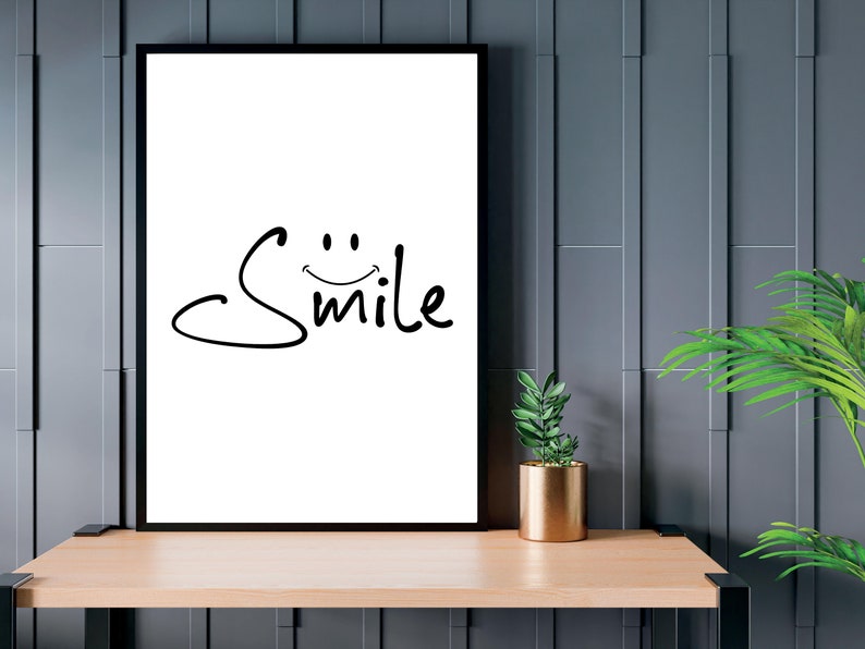 Smile Printable, Smile Poster, Room Decor, Apartment Decor, Modern Wall ...