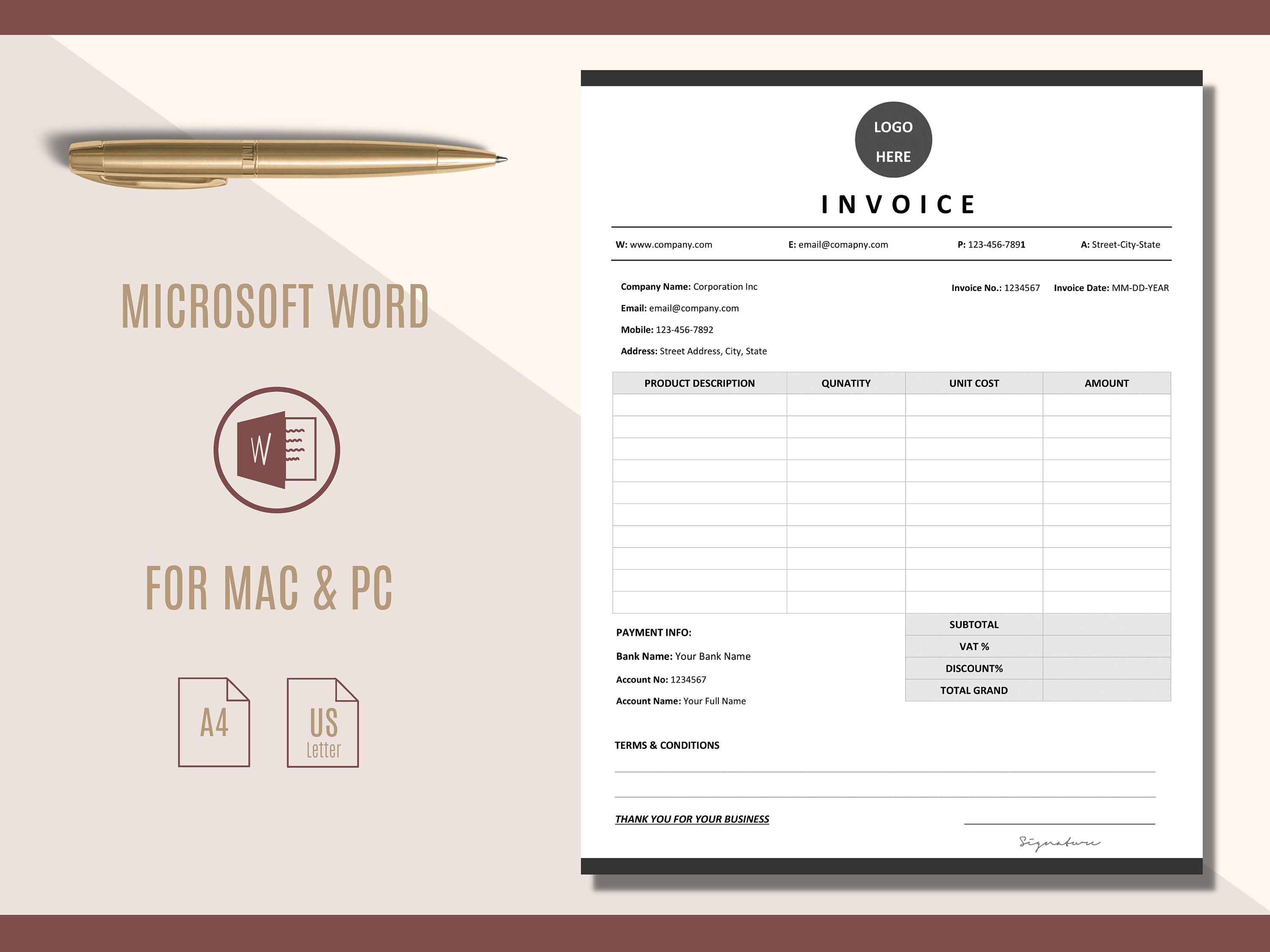 Blank Invoice Templates For Mac