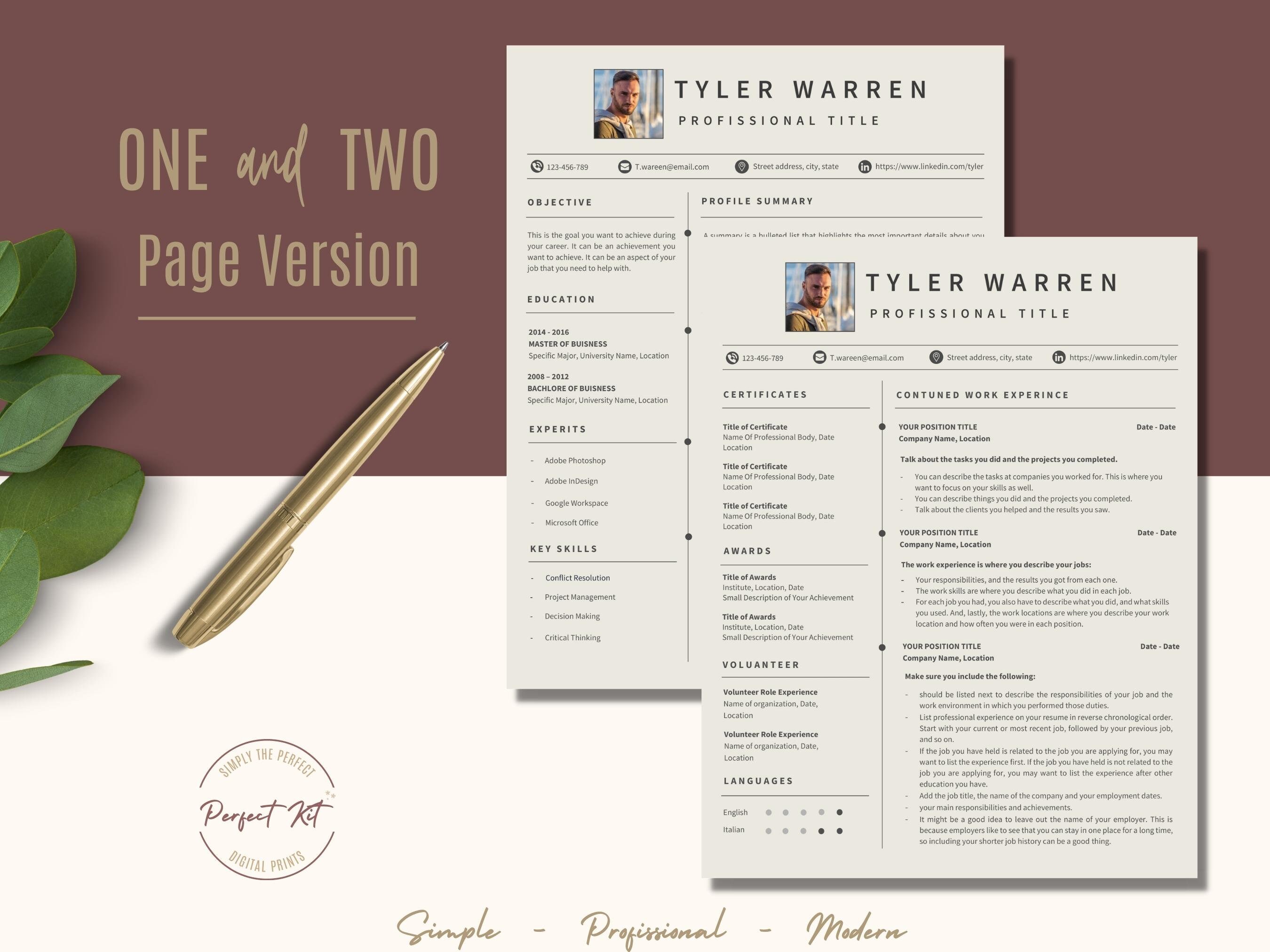 Modern Clean Executive Resume, Word Resume, Resume With Photo, Editable ...