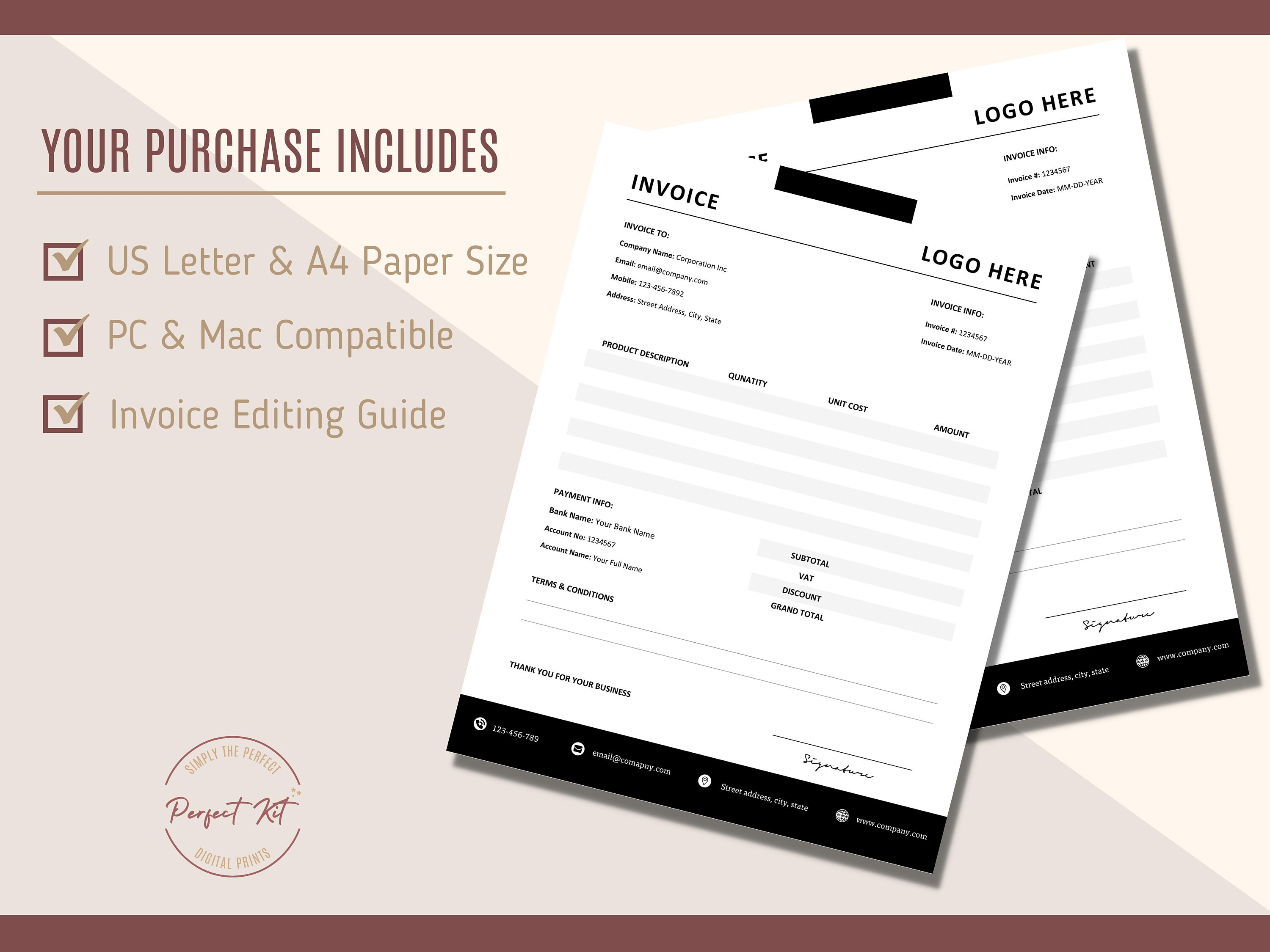 Invoice Word Template Editable, Word Invoice, Template Invoices ...
