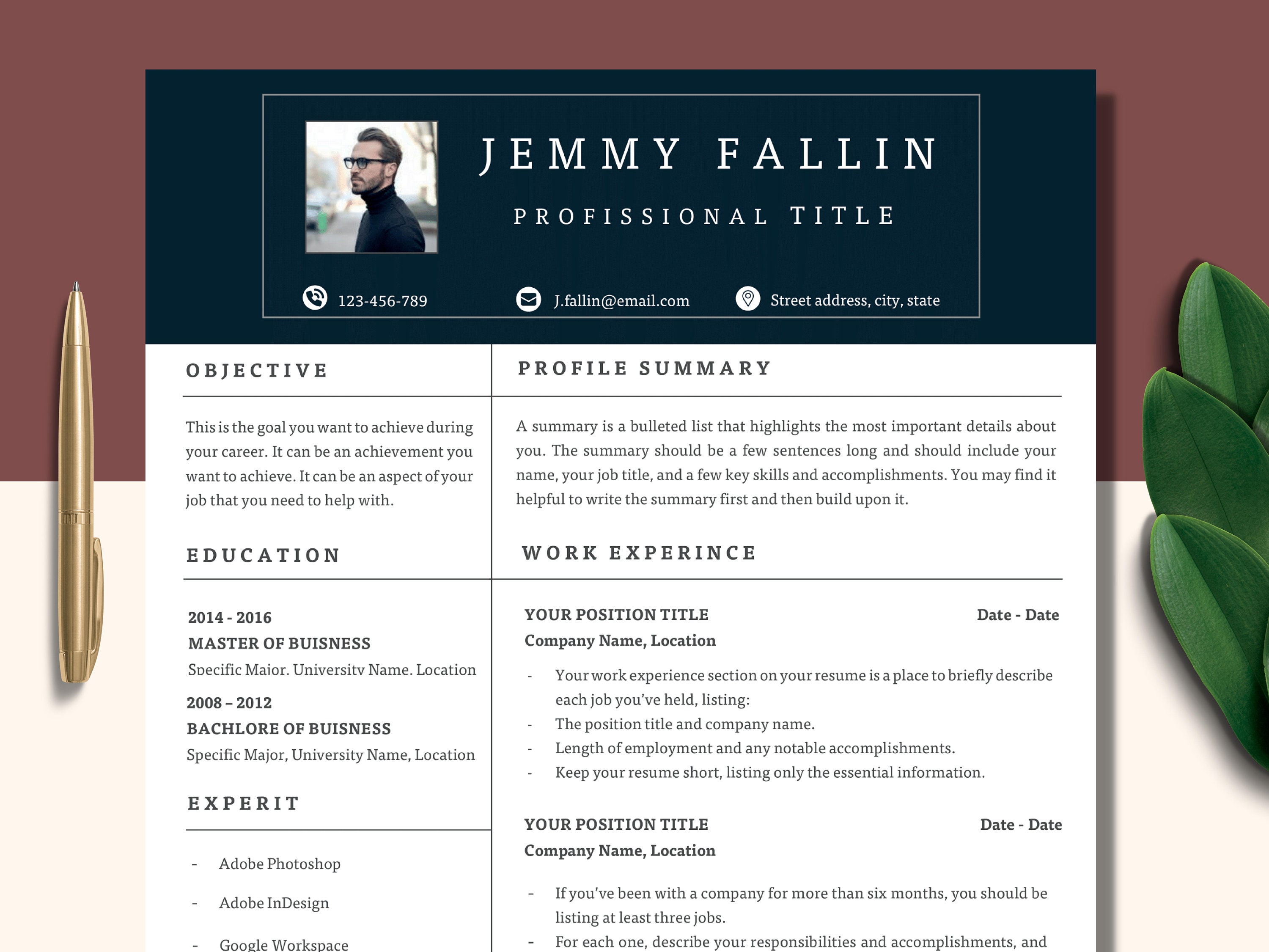 Master Resume Template, Executive Resume Template Word , Resume ...