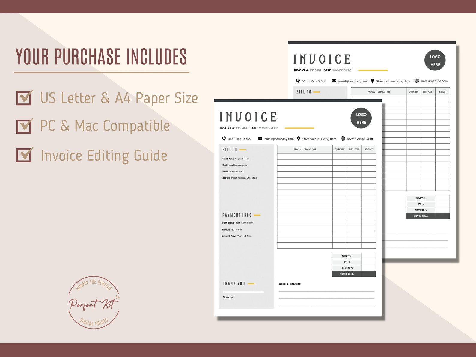 Invoice Form Template, Printable Order Form, Customer Invoice, With ...