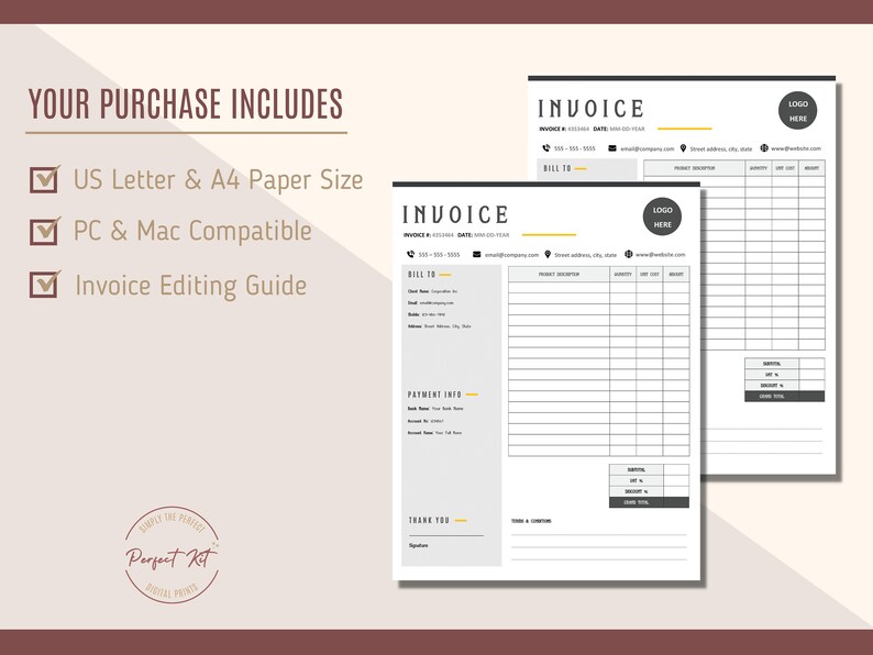 Invoice Form Template, Printable Order Form, Customer Invoice, With ...