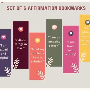 Positive Affirmations Bookmarks, Printable Inspiring Bookmarks ...