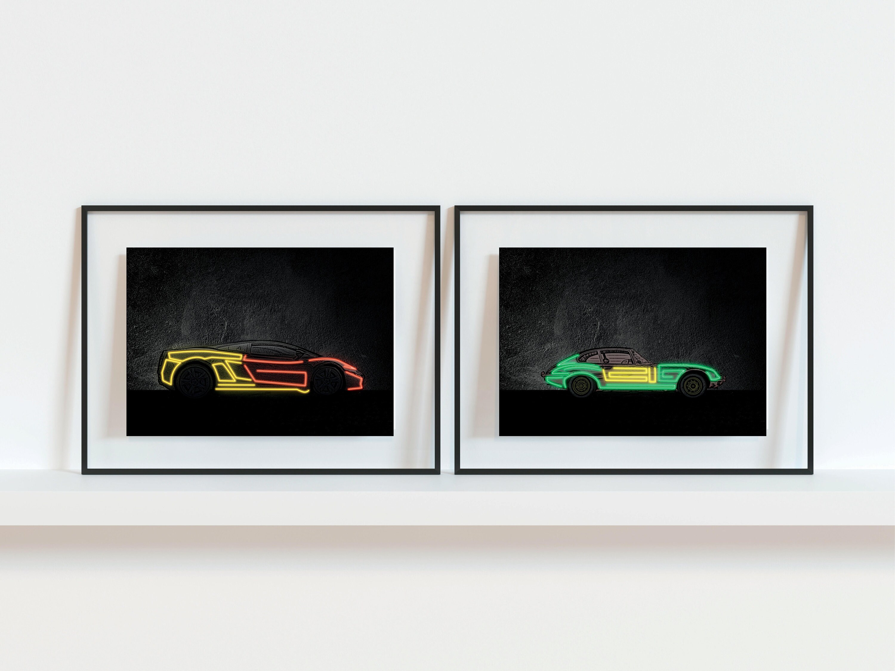 Cars Poster for Teenage Boys, Digital Neon Sign, Teen Boys Gift, Boy ...