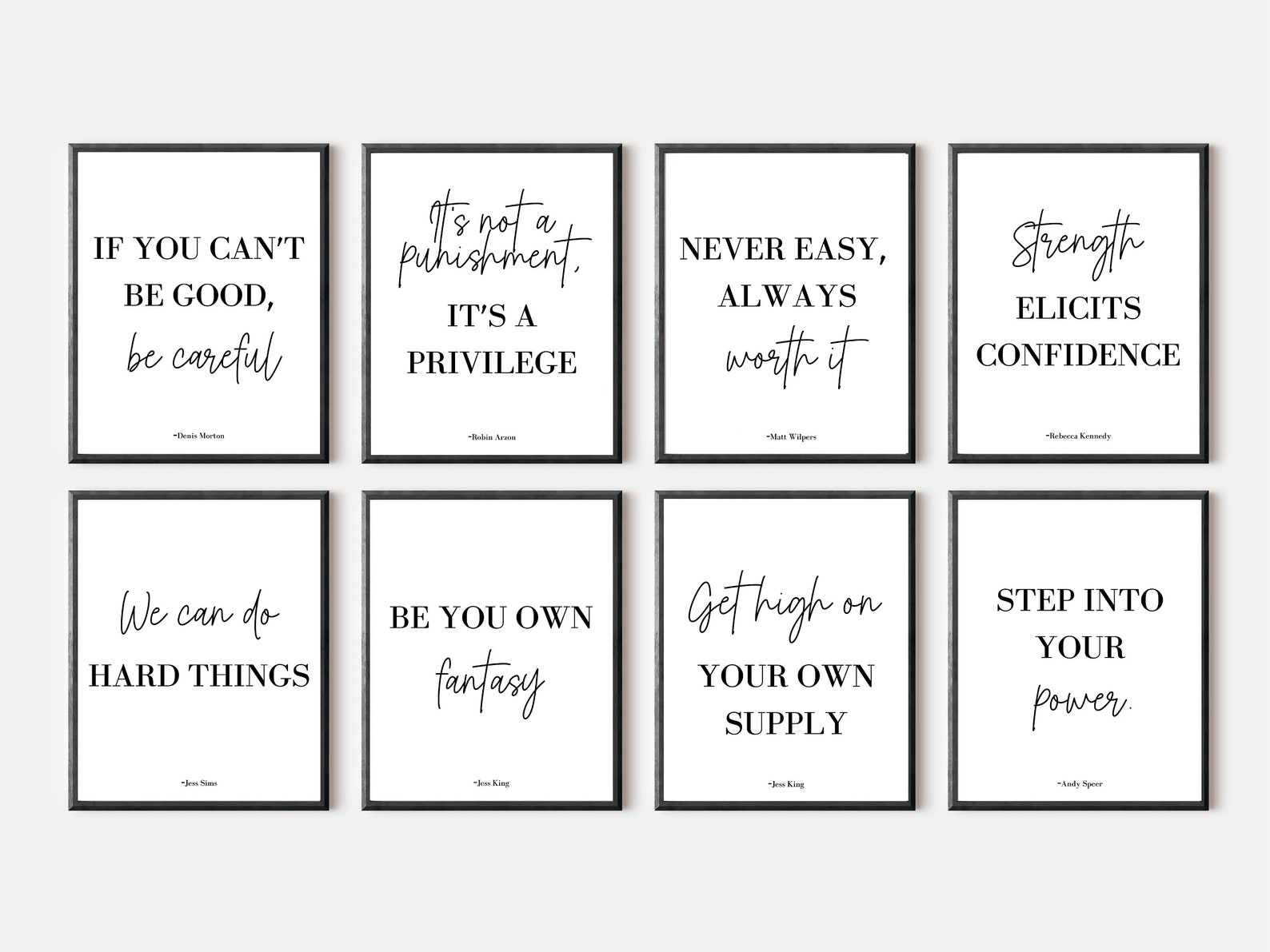 Gym Quotes for the Wall, Set of 8 Exercise Room Decor, Gym Printable ...
