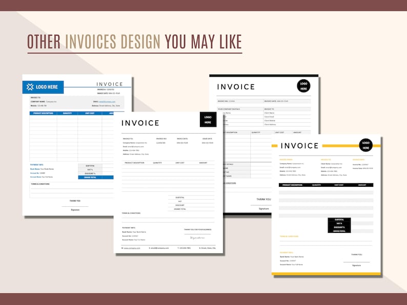 Invoice for Small Business, Invoice Template Bundle, Editable Template ...