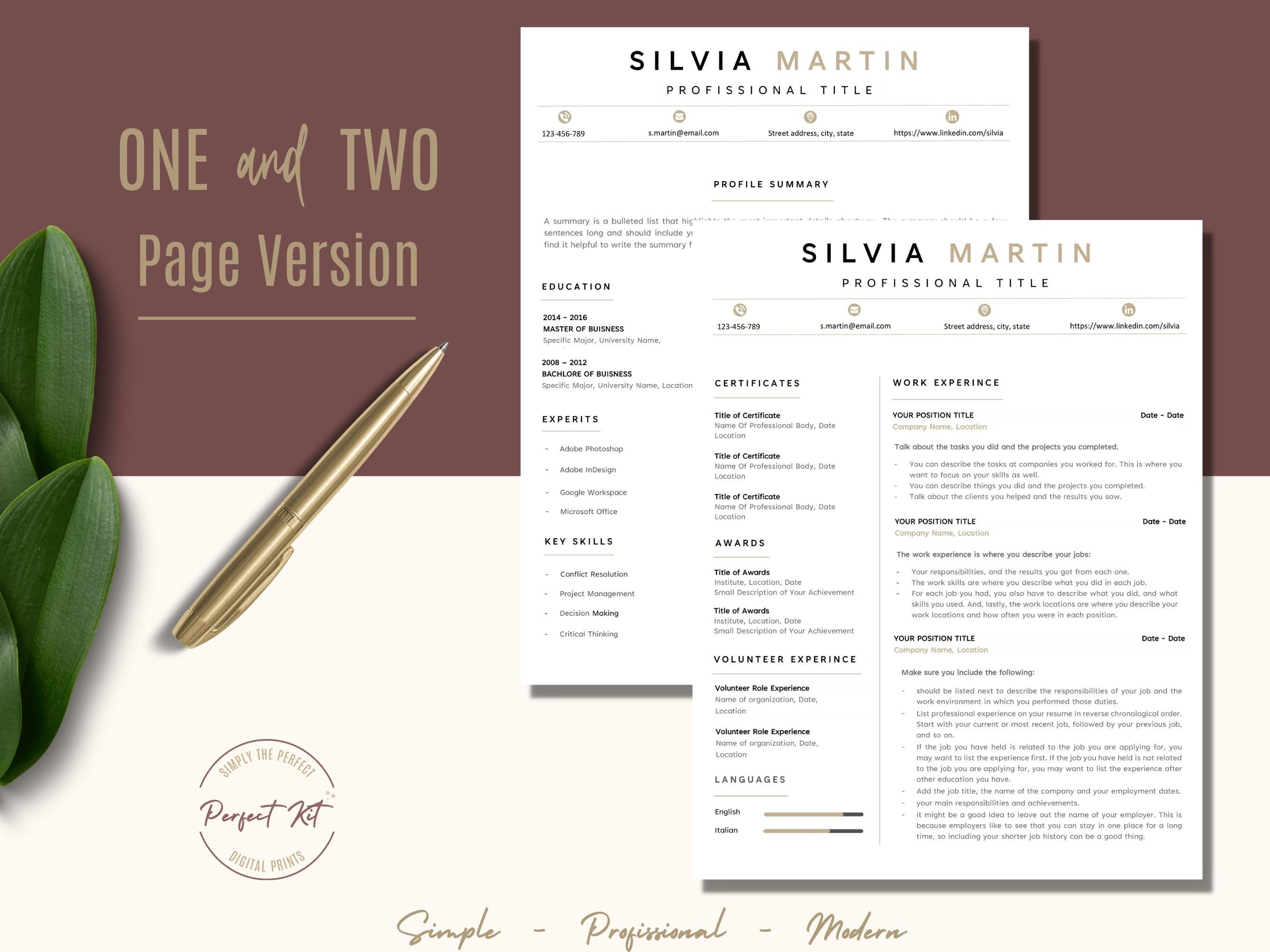 Job Resume Template, HR Resume Template Word, Recruitment Resume ...