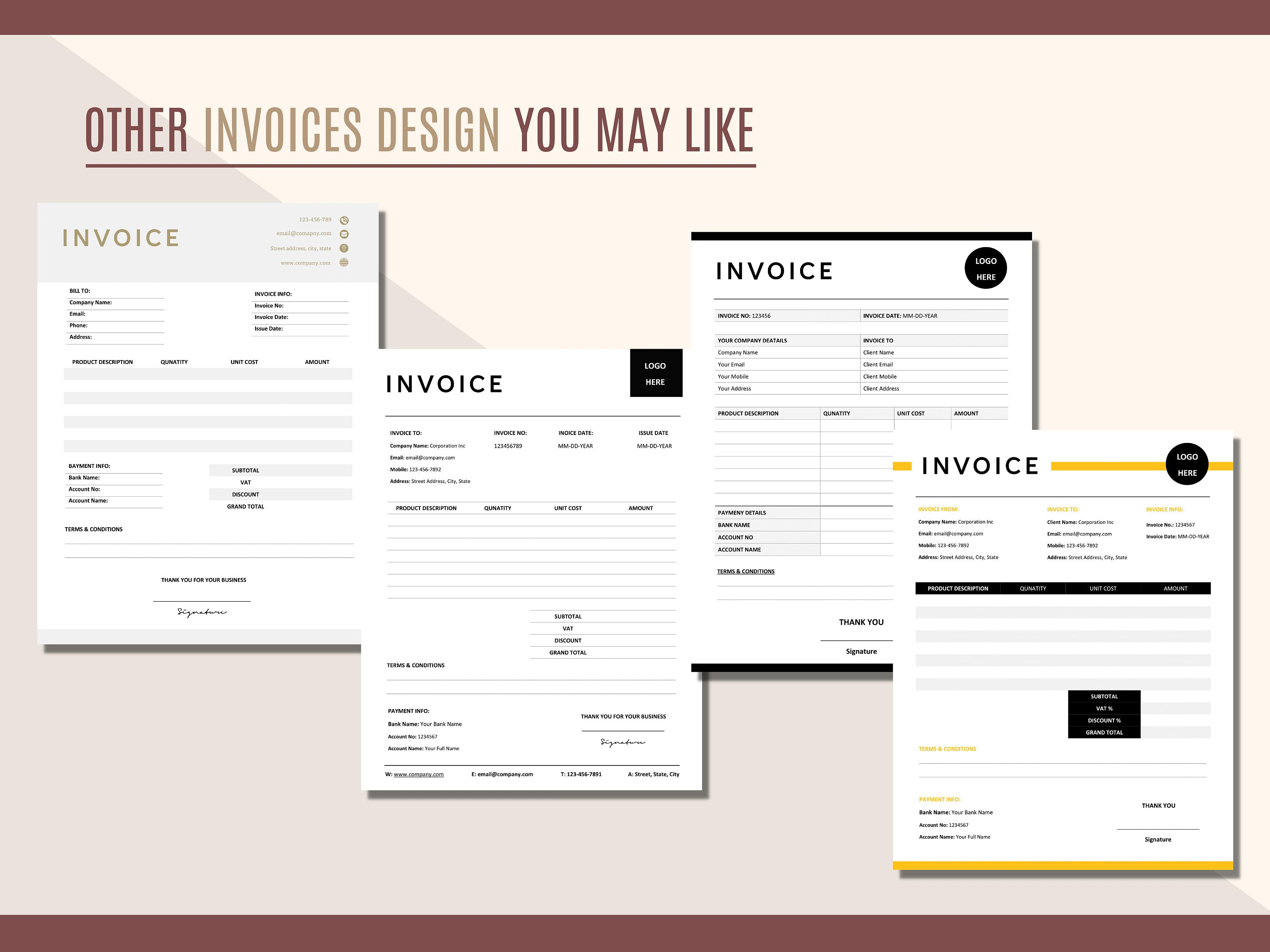 Invoice Word Template Editable, Word Invoice, Template Invoices ...