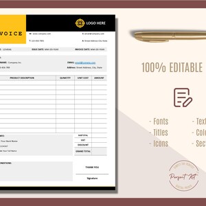 Invoice Word Template for Small Business, Modern Editable Invoice ...