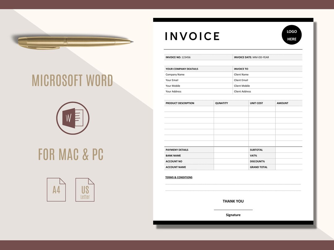 Basic Invoice Template for Small Business, Customer Invoice, Proforma ...