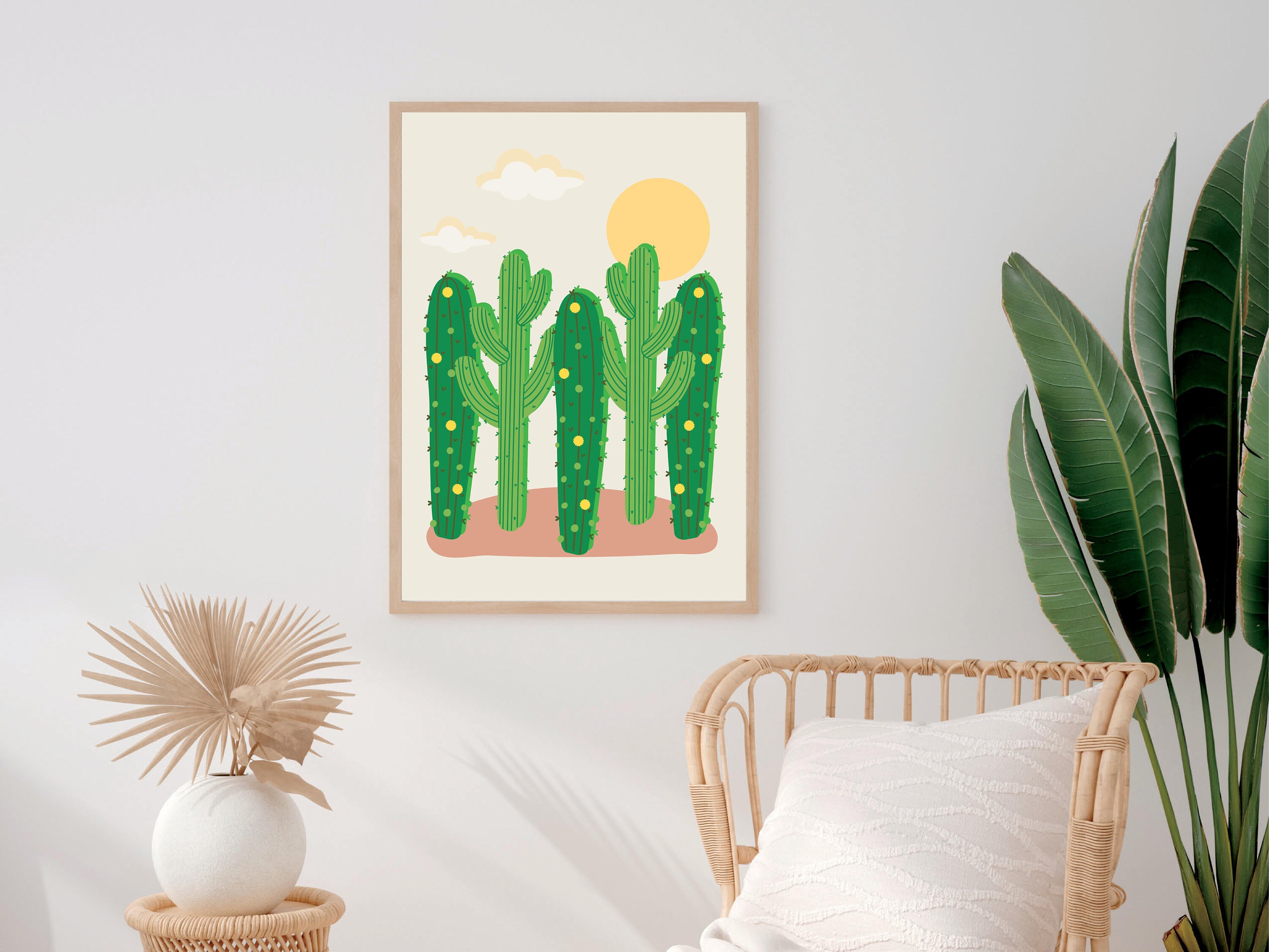 Cactus Wall Art Decor Tall Cactus Wall Art Botanical Art - Etsy