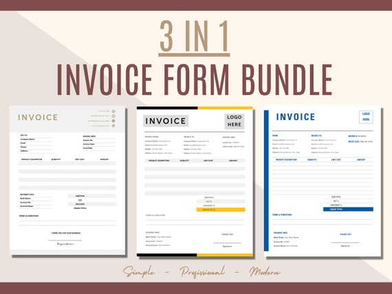 Invoice Template Word Invoice Template Bundle Editable - Etsy