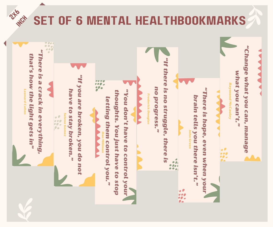 Mental Health Bookmarks for Book Lover, Mental Health Awareness ...