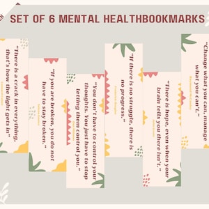 Mental Health Bookmarks for Book Lover, Mental Health Awareness ...