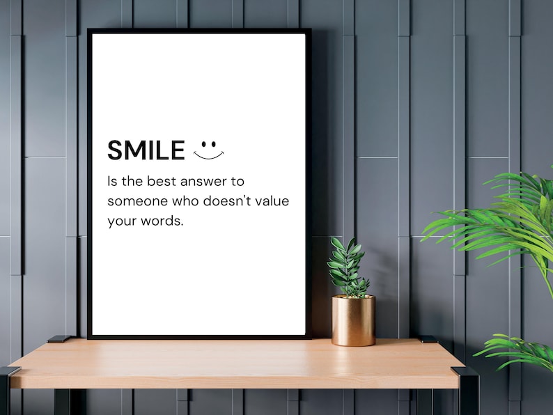 Smile is the Best Answer Poster, Smile Printable Art, Apartment Decor ...