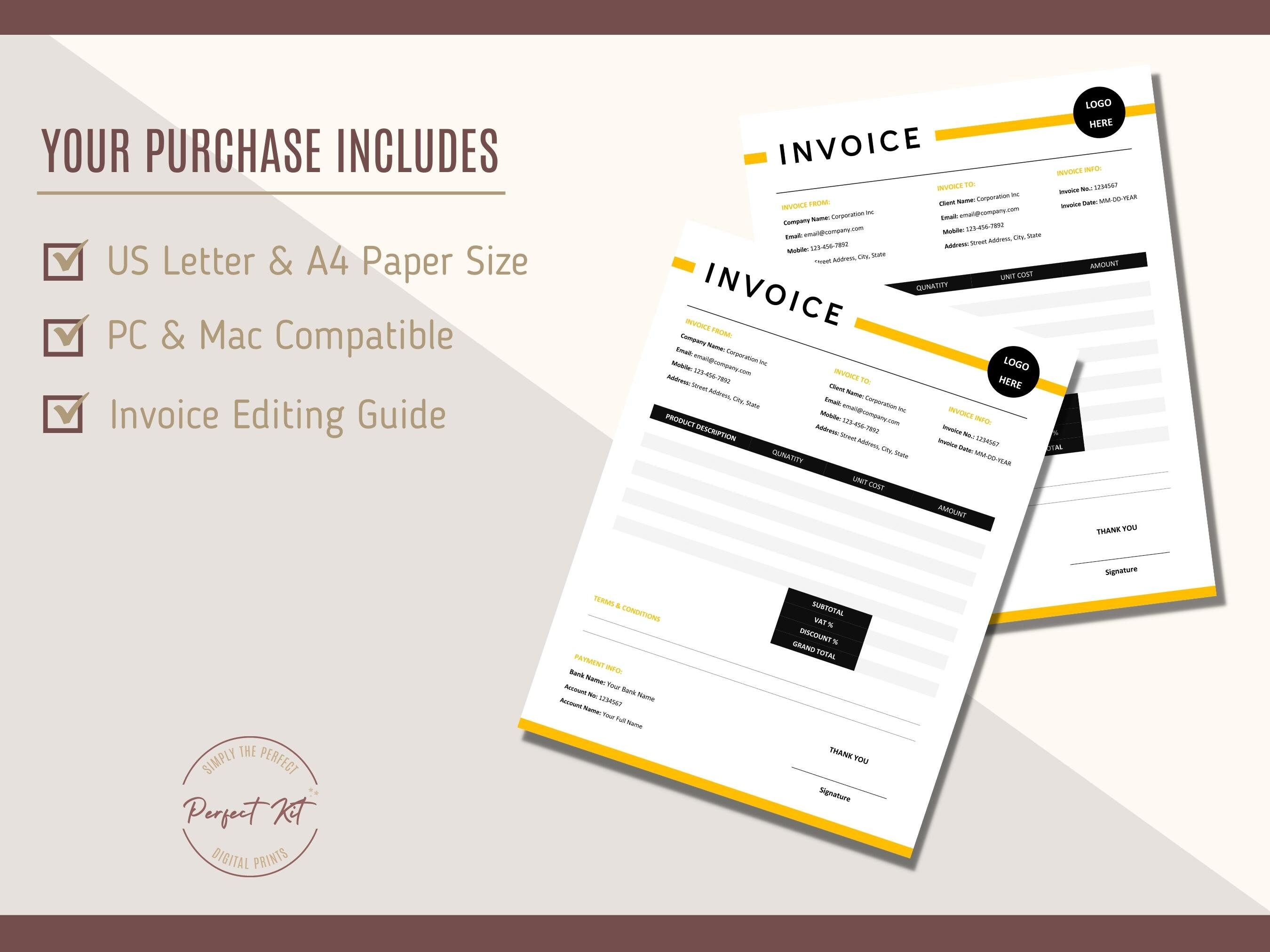 Invoice Word Template, Invoice Receipt, Word Invoice, Business Invoice ...