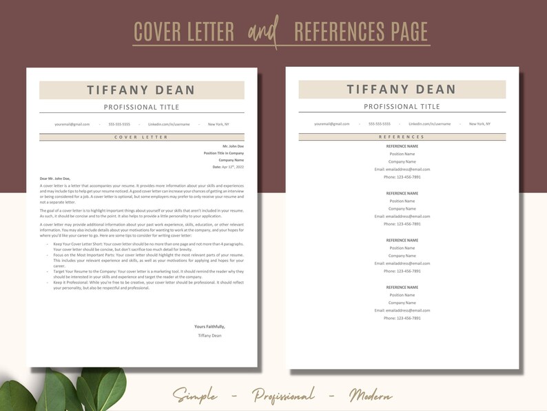 ATS Resume Template Word, Resume and Cover Letter, ATS Friendly Resume ...