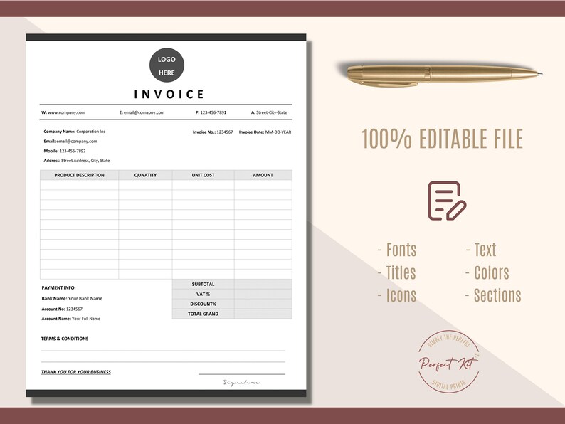 Blank Invoice Template Word, Simple Invoice Template, Business Invoice ...