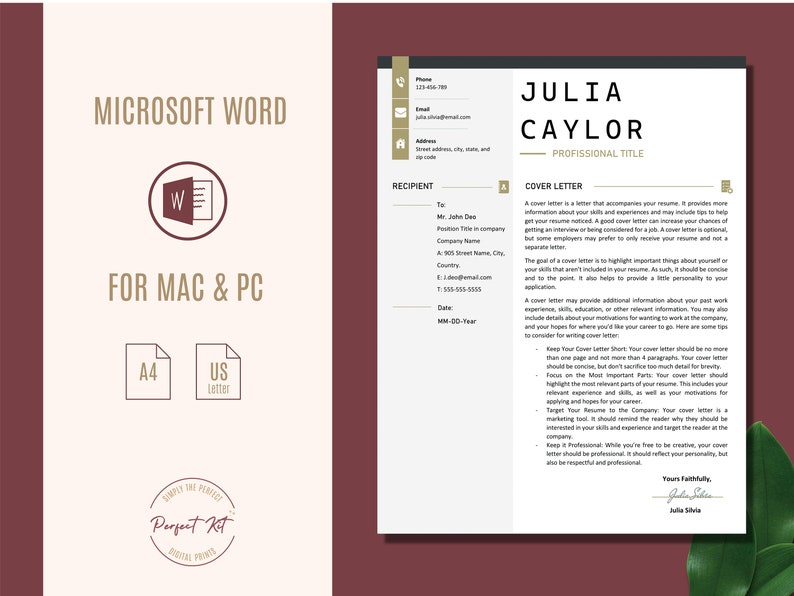 Creative Resume Template, Resume and Cover Letter Template, Resume ...