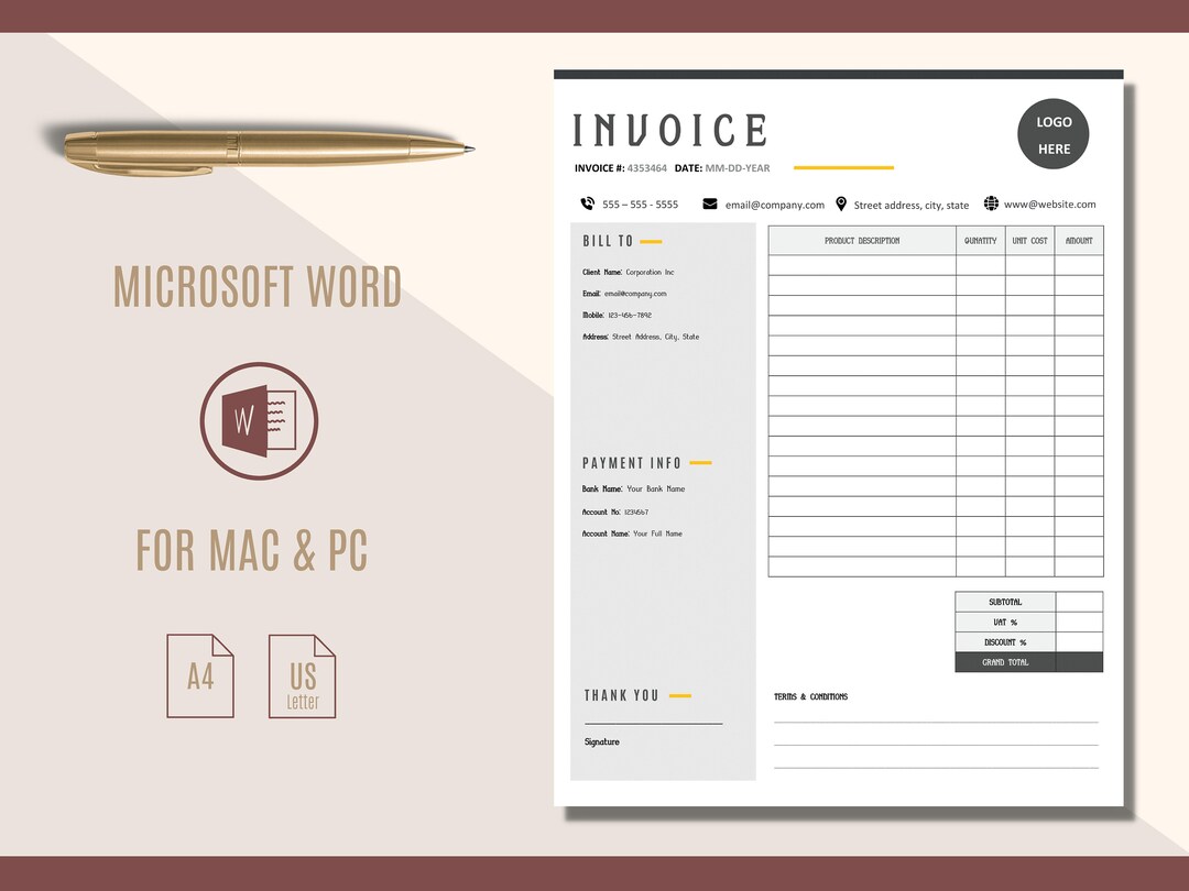 Invoice Form Template, Printable Order Form, Customer Invoice, With ...