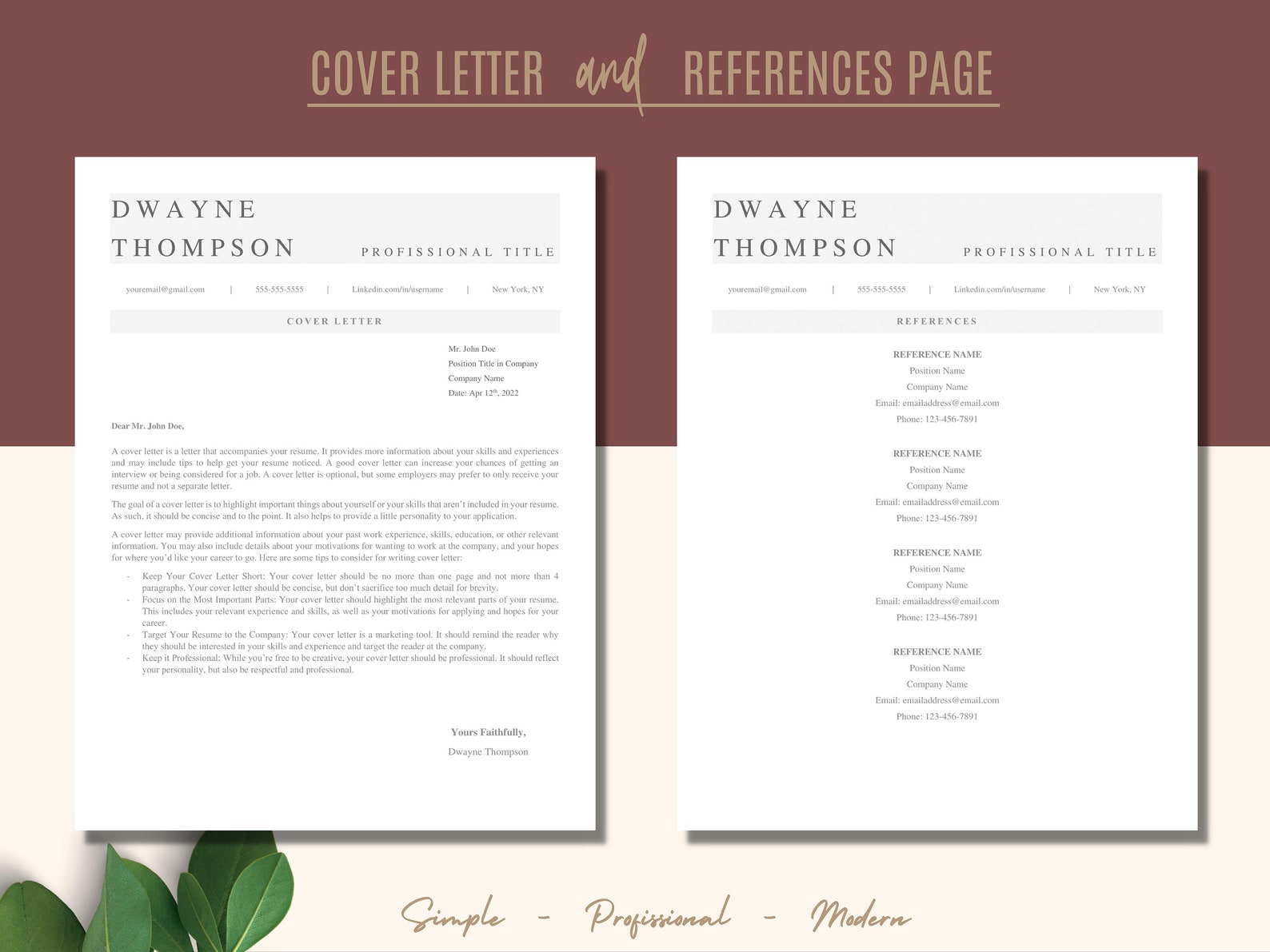 Modern ATS Resume Template for Word, Professional Resume Ats, Cover ...