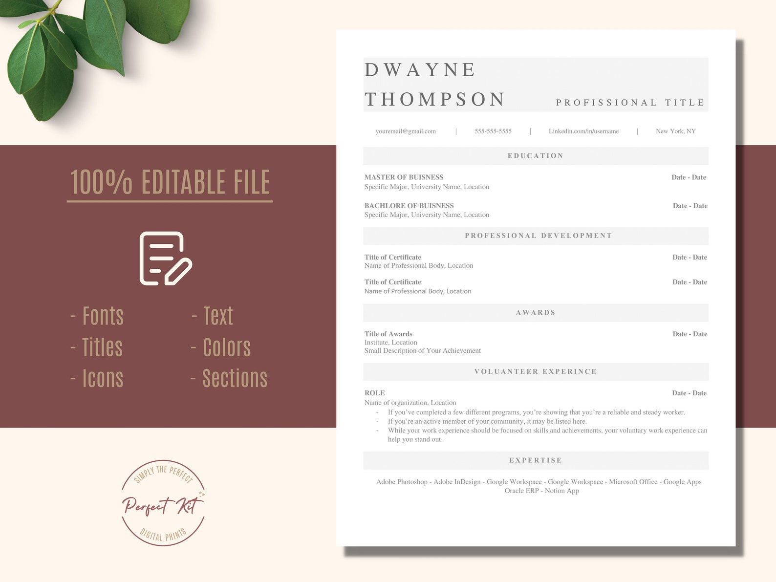 Modern ATS Resume Template for Word, Professional Resume Ats, Cover ...