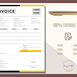 Invoice Template With Logo, Commercial Invoice, Clean Invoice Template ...