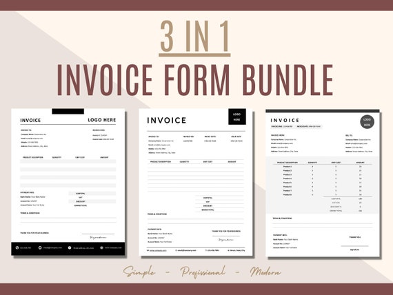 Editable Invoice Template Word Modern Template for Invoice - Etsy