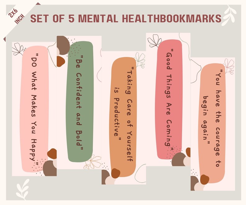 Mental Health Bookmarks, Gift for Book Lover, Encourage A Positive ...