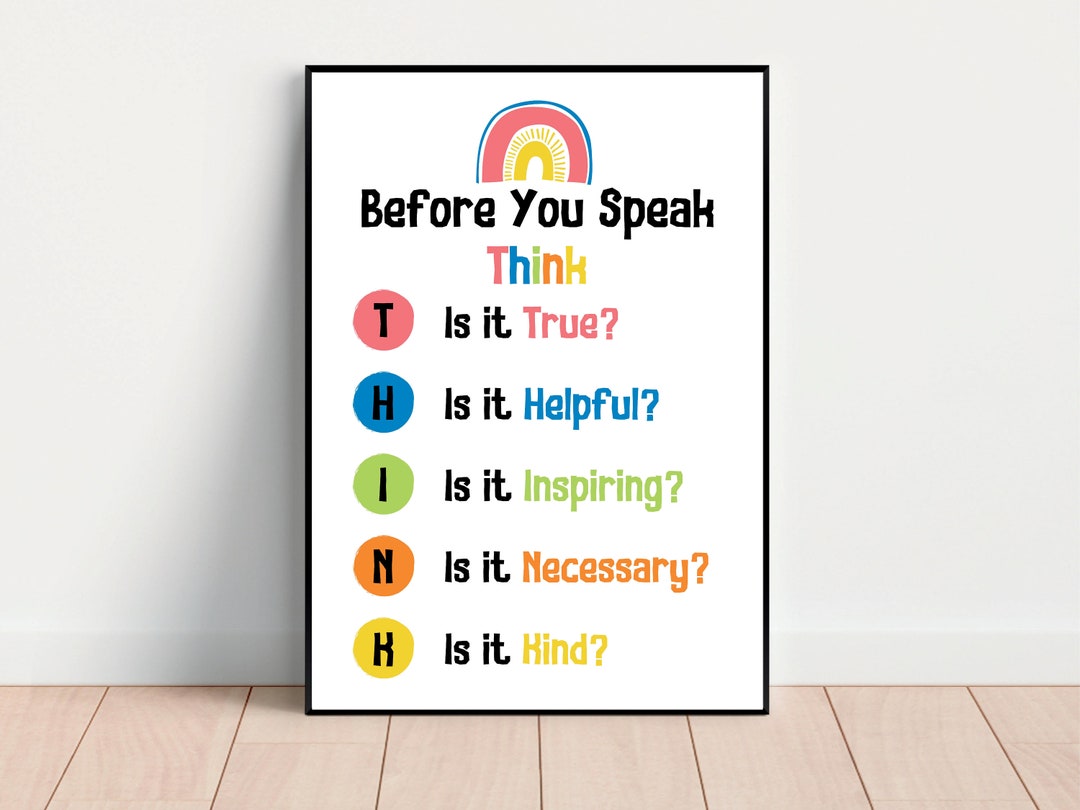 Think Before You Speak Sign, Think Before You Speak Poster, Counselor ...