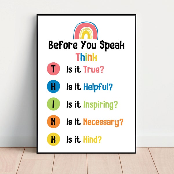 Before You Speak Think Poster - Etsy
