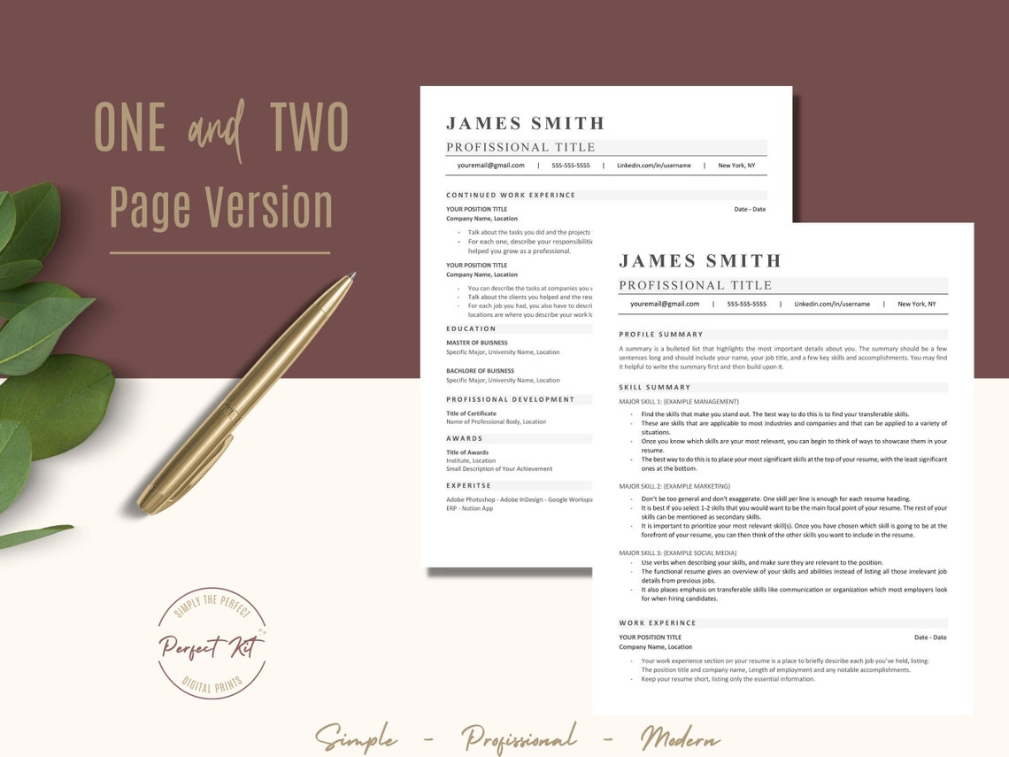 Functional Resume Template, ATS Resume Template for Word, Hybrid Resume ...