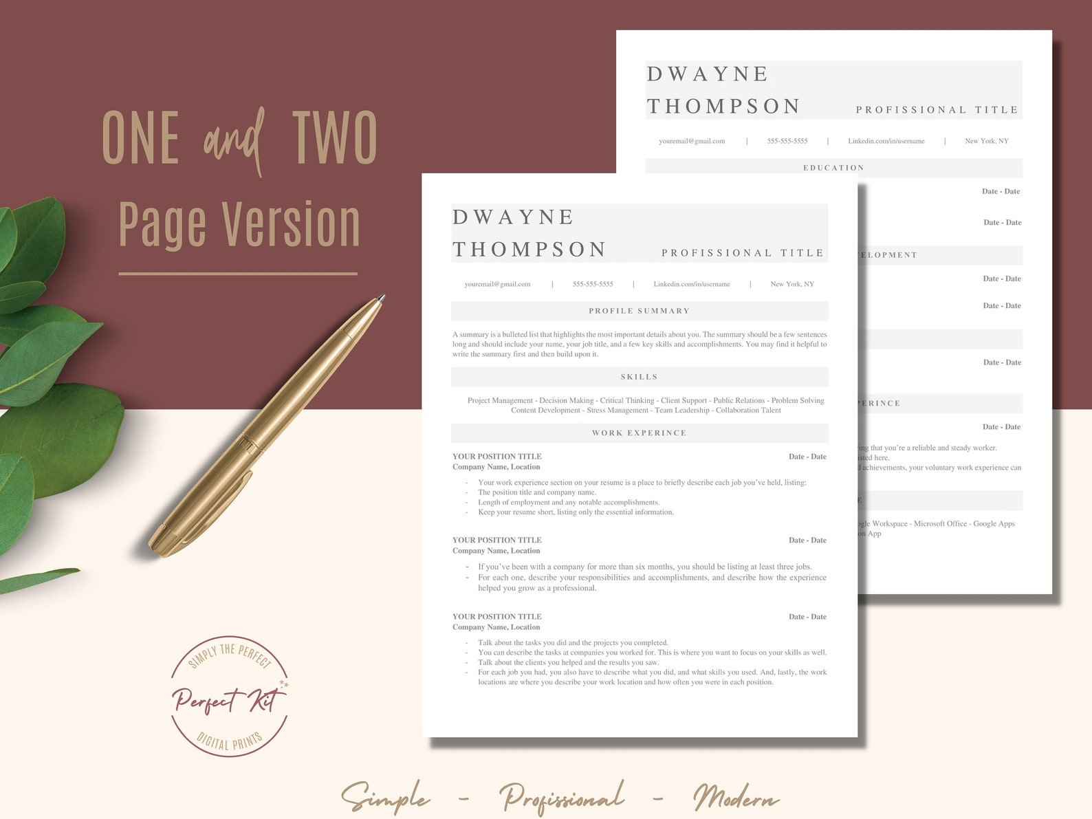 Modern ATS Resume Template for Word, Professional Resume Ats, Cover ...