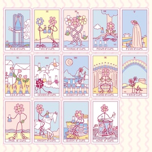 Strange Daisy Tarot Rider-waite Pink Cards Cartoon Art Nature Love ...
