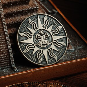 Maya Sun & Moon Collectible Metal Coins Mayan Mythology Art Antique ...