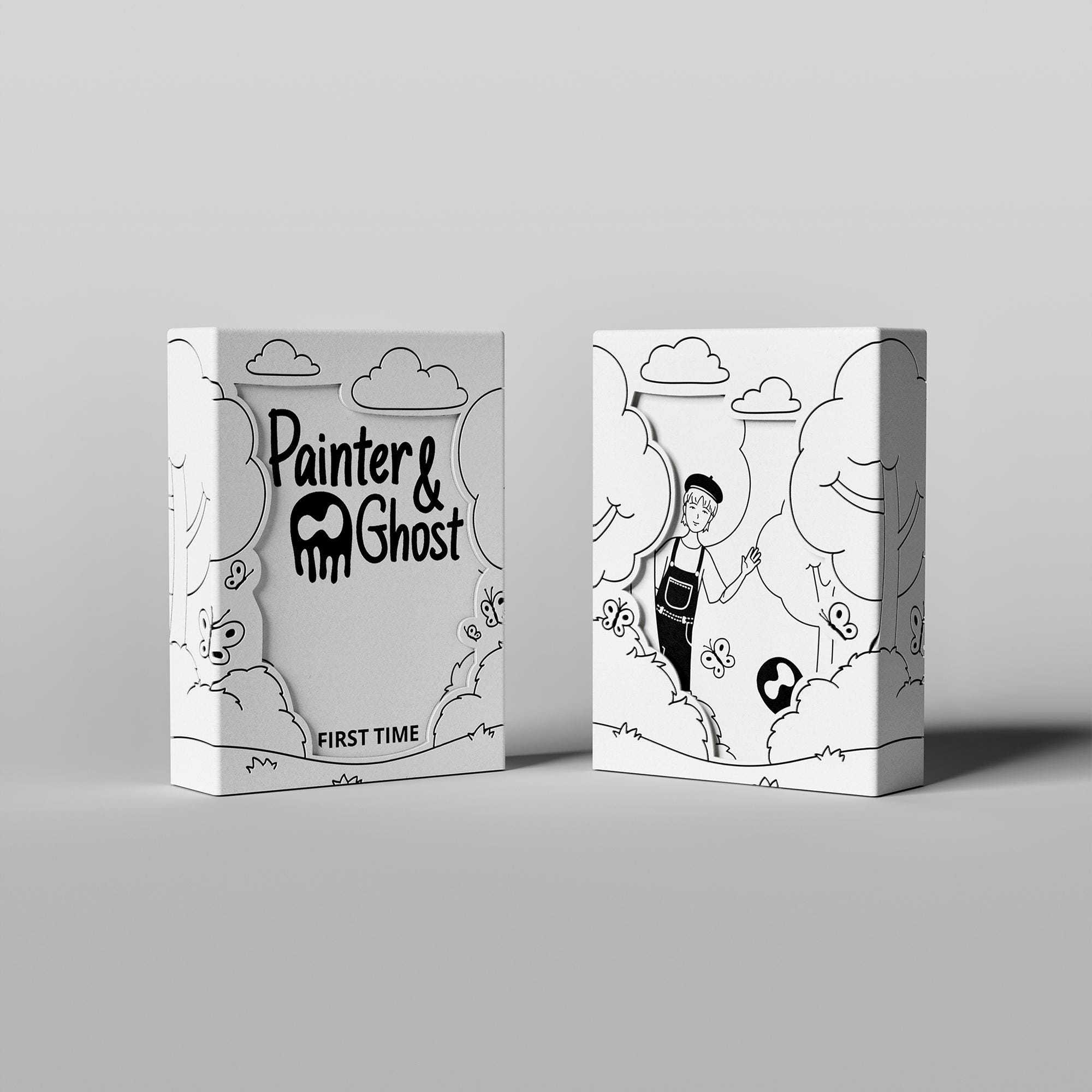 Painter & Ghost Playing Cards Comic Art Poker in Black and White ...