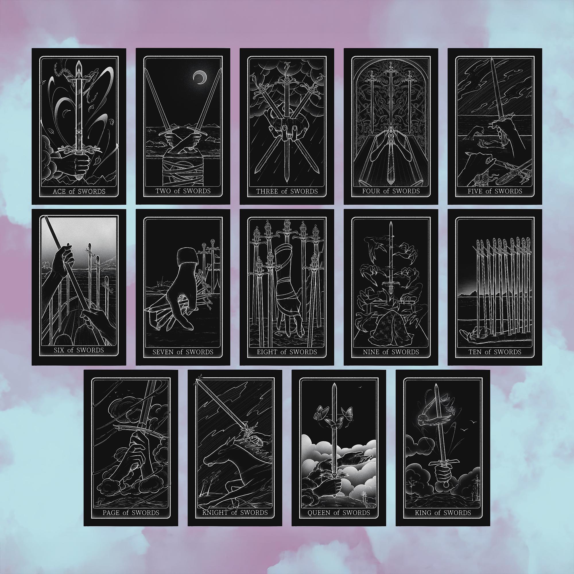 Tarot of Hand: Rider-waite for Advanced Readers, B&W Line Art, 3 ...