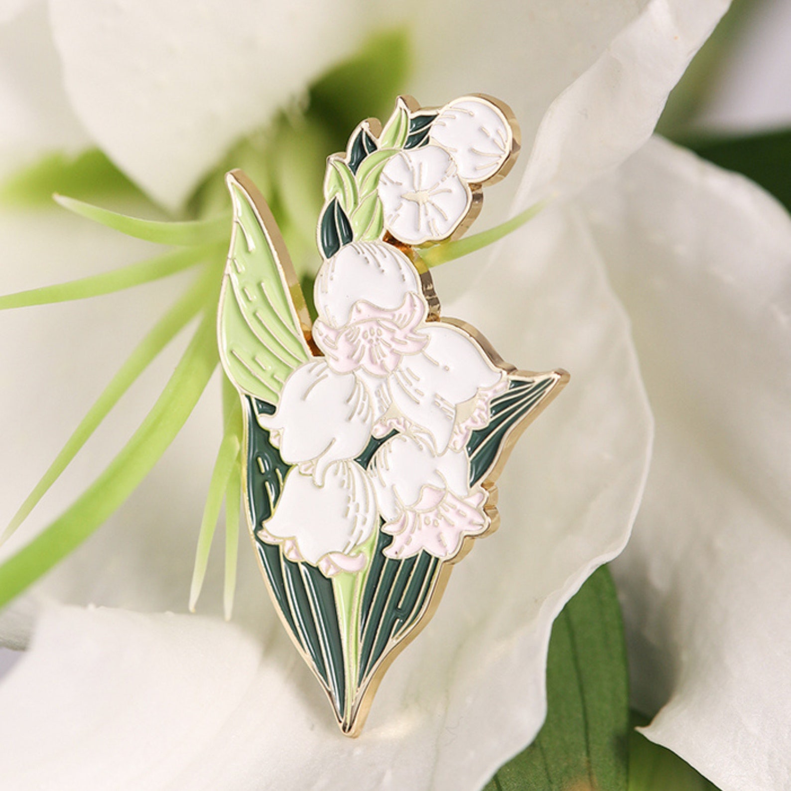 Nature Enamel Pin Iris and Muguet Floral Pin Botanic Pin - Etsy