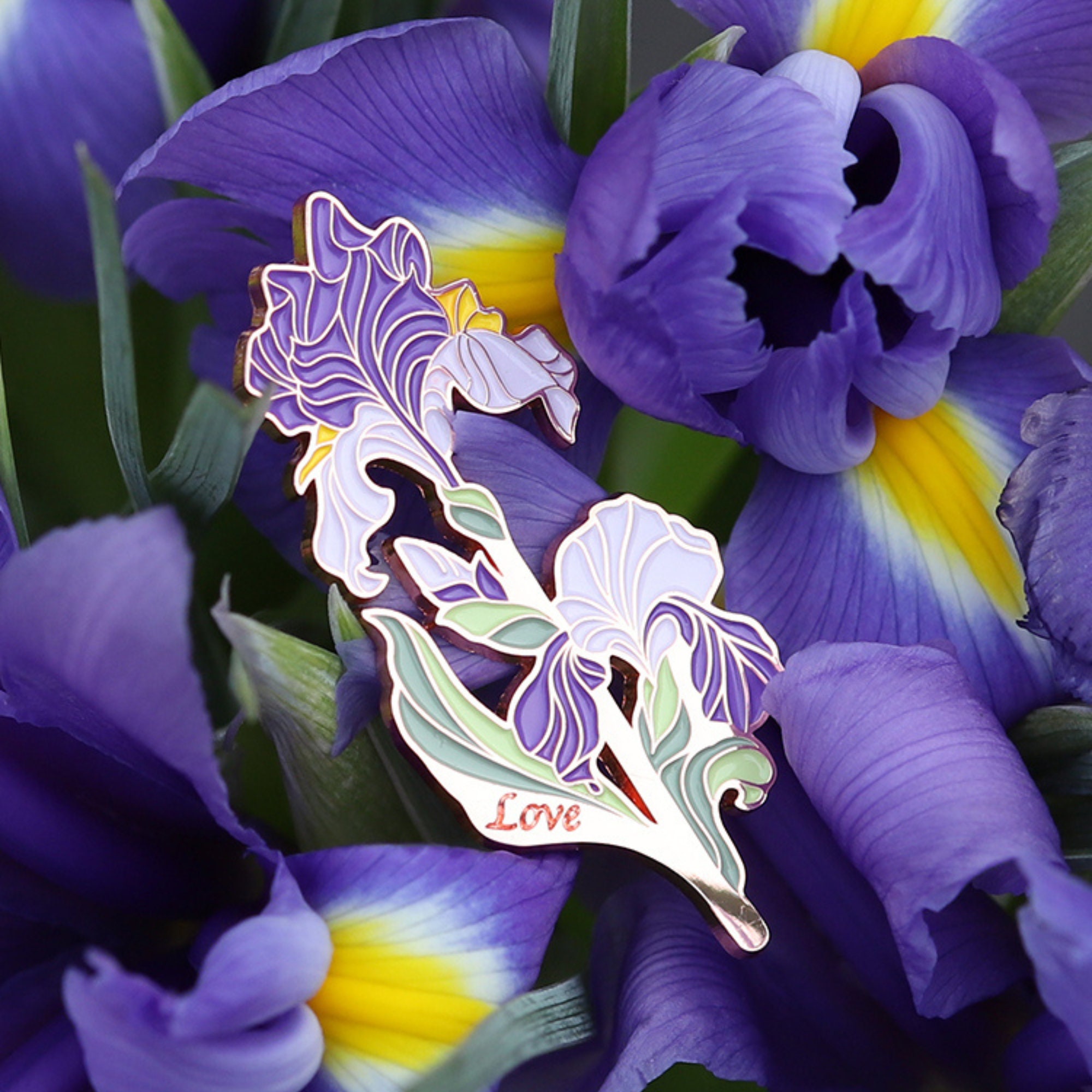 Nature Enamel Pin Iris and Muguet Floral Pin Botanic Pin - Etsy