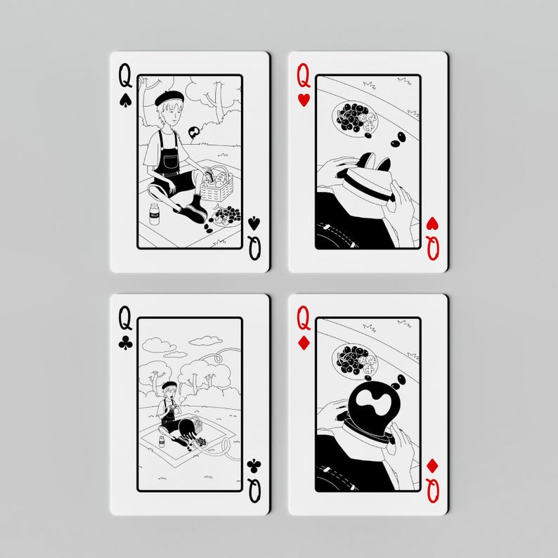 Painter & Ghost Playing Cards Comic Art Poker in Black and White ...