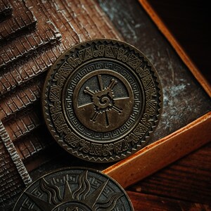 Maya Sun & Moon Collectible Metal Coins Mayan Mythology Art Antique ...