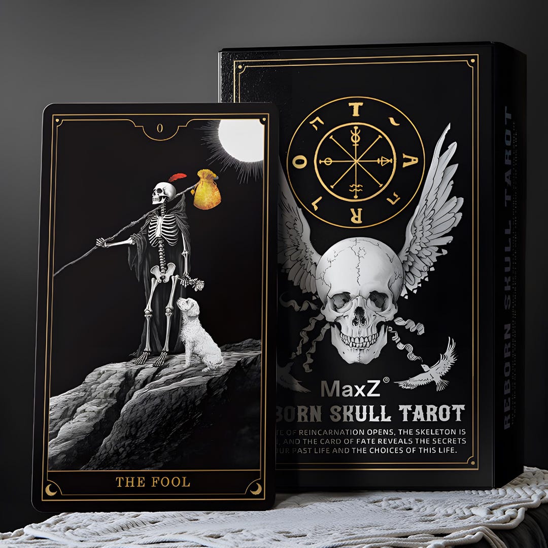 Reborn Skull Tarot Rider-waite 78 Cards Royal Skeletons Ancient Wisdom ...