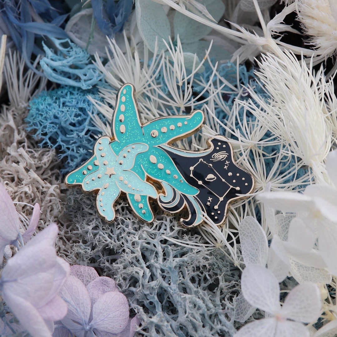 Marine Zodiac Enamel Pin - Gemini - Starfish - Lapel, Astrology, Animal ...