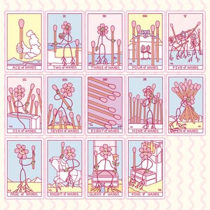 Strange Daisy Tarot Rider-waite Pink Cards Cartoon Art Nature Love ...