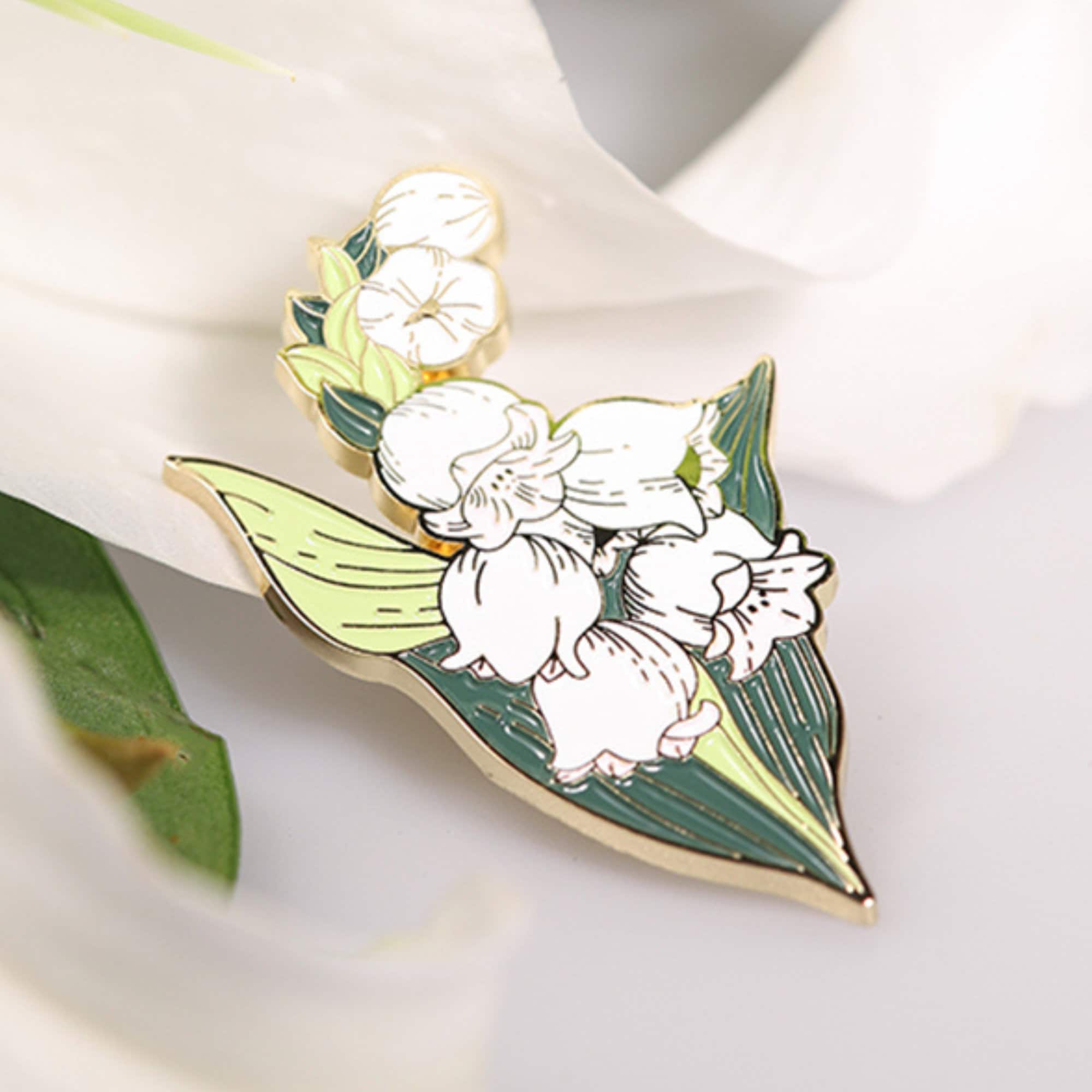 Nature Enamel Pin Iris and Muguet Floral Pin Botanic Pin - Etsy
