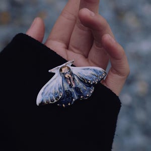 YIHE Ceramic Accessories "blue Tiger Moth" Pendant Necklace Handmade ...