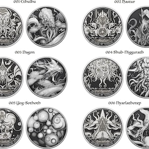 The Myth of Cthulhu Collectible Metal Coins 18 Lovecraftian Deities ...